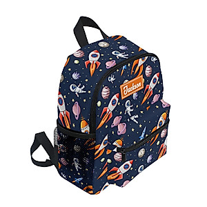 Sinestour Custom Galaxy Space Kid's Backpack Personalized Backpack with Name/Text Preschool Backpack for Boys Customizable Toddler Backpack for Girls with Chest Strap