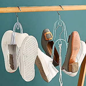 BORXJNM Shoe Hanging Hooks-Space-Saving Drying Shoe Rack for Basketball Shoes, Sports Shoes,Slippers,Cloth Shoes，Stainless Steel Holders for Fixing Shoe Racks, Shoes Hanger Drying Rack (Pack of 5)