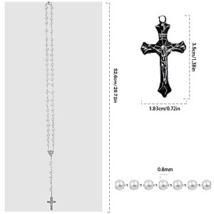 FLAFARY Rosary Set, First Communion Rosary for Girls and Boys, Rosary Beads Catholic for Men, Women and Kids Packed in Transparent Plastic Bag, Grandmother, Elders(White)