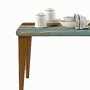 Aiojool Teal Wood Grain Tablecloth Fitted Table Cloth for 4 Foot Rectangle Table, Elastic Edged Table Cover for Indoor Outdoor Patio Picnic, 30 X 48 Inch