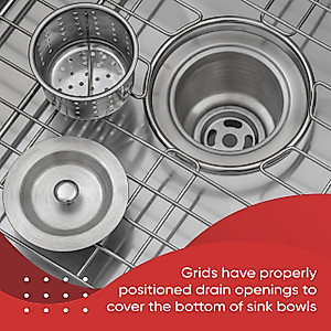 Sink Protectors for Kitchen Sink 15" x 13", Sink Grate for Bottom of Kitchen Sink Set of 2, Stainless Steel Sink Protector
