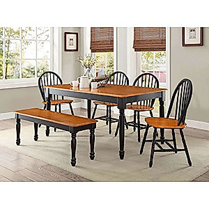 Better Homes and Gardens Autumn Lane Farmhouse Bench, Black and Oak