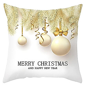 Scceatti Christmas Throw Pillow Covers 18x18 in Short Plush Fluffy Square Farmhouse Pillow Cover with Zipper Print Trendy Theme Pillow Case Protector for Couch Sofa Bed Living Room Decorations Gifts