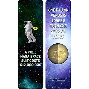 Creanoso Space Fun Facts Bookmarks (30-Pack) – Bookmarker Cards Bulk Set – Premium Gift for Men & Women, Adults, School Children– Giveaway Tokens Gift Ideas – Science Rewards Incentives Book Clippers