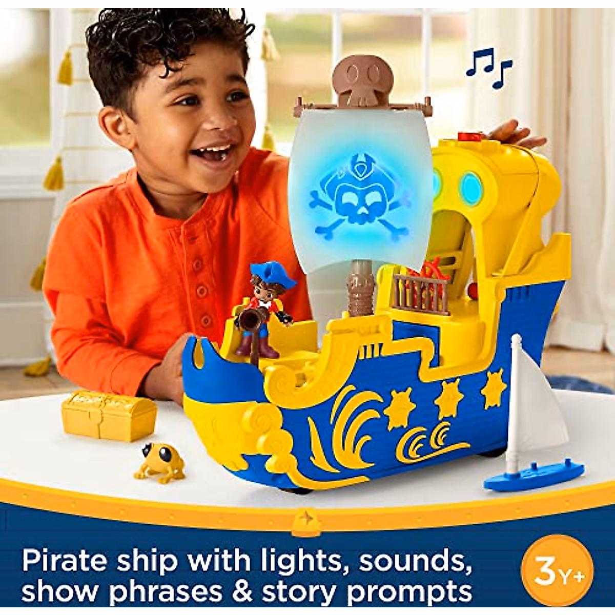 Fisher-Price Santiago of the Seas Pirate Ship Lights & Sounds El Bravo Playset with Santiago Figure for Ages 3+ Years