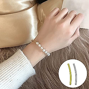 200Pcs Curved Noodle Tube Spacer Beads Tarnish Resistant Noodles Beads Brass Tube Beads Long Curved Tube DIY Jewelry Making(Gold,White K)