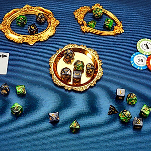 2 Set 11 Dice Polyhedral Dice Set Multisided Dice Set Smooth Touch with Drawstring Bag Compatible with RPG MTG Table Game Dice, 22 Pieces (Green, Black)