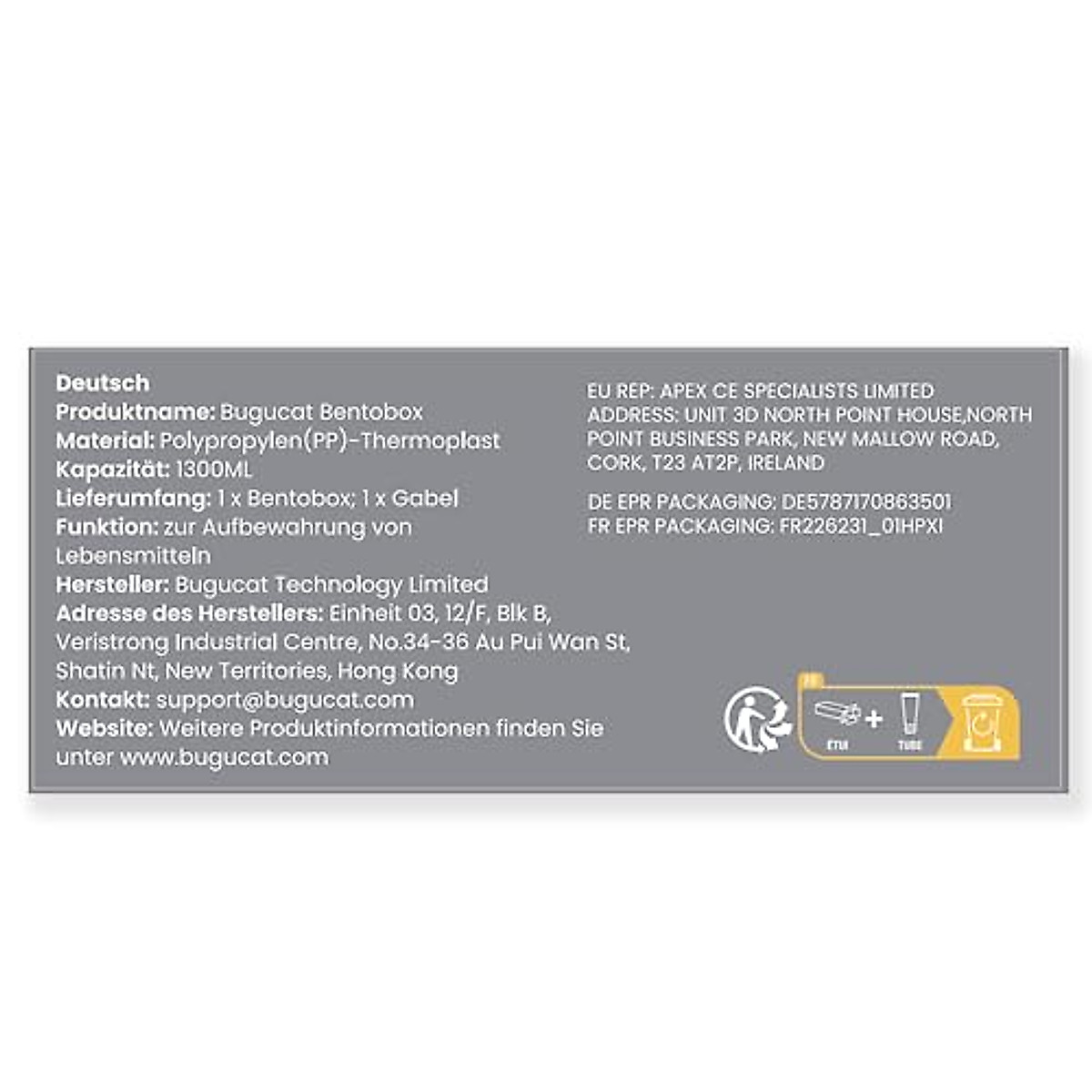 Bugucat Bento Box, Lunch Box with 4 Compartments and Cutlery, Reusable Bento Lunch Box for Adults, Food Storage Containers for School Work and Travel BPA-Free, Microwave-& Dishwasher-safe