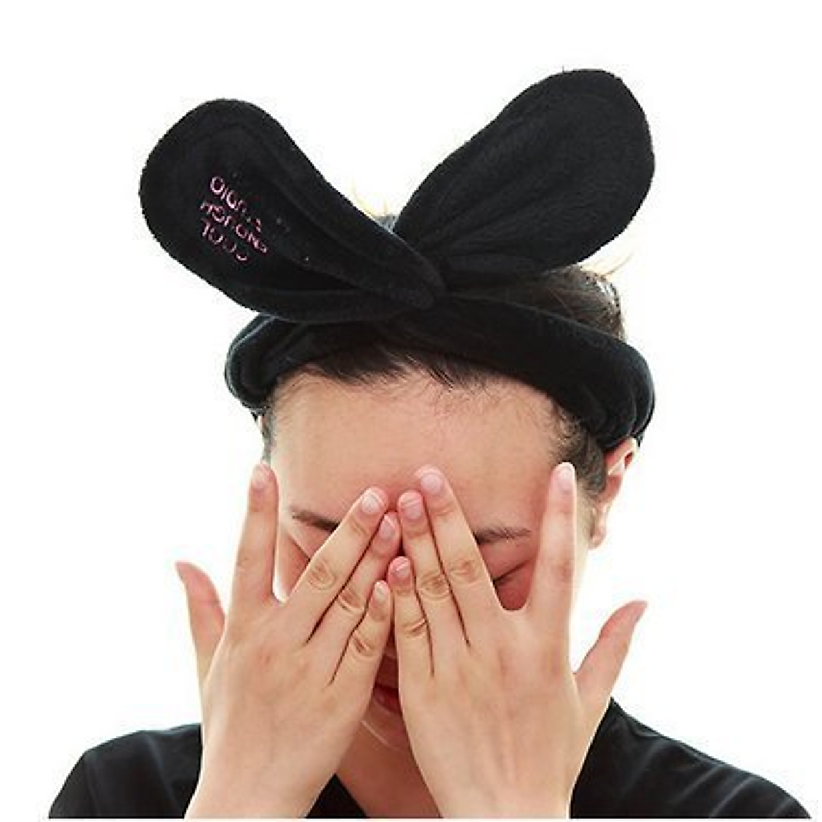 1PCS Sweet Lovely Twist Plush Bunny Rabbit Ear Headband Twist Hairband Hair Wrap Stretchable Makeup Headband Hair Accessories for Washing Face Applying Cover Make Up Shower (White)