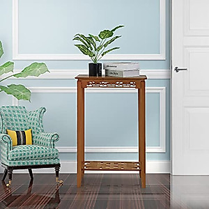 MoNiBloom Bamboo Hollow Carved Flower Pot Stand Plant Pot Rack with Indoor Outdoor Planter Holders for Patio Balcony Yard, Enlarge the Countertop, Brown