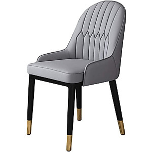 SHAWLA Chairs Modern Dining Kitchen Room Chairs PU Leather High Back Soft Seat Metal Legs,Side Chairs for Living Room Dining Chairs (Color:Grey)