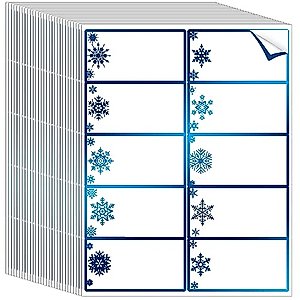 Qeeenar 250 Pcs Christmas Address Labels 2 x 4 Inch Foil Printable Gift Tags Compatible with Laser and Inkjet Printer Mailing Label 10 Per Sheet for Package Office(Snowflakes)