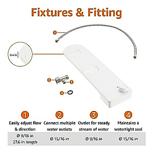 Amazon Basics Nonelectrical Bidet Attachment for Toilet with Water Adjustment, Slim, 16.42" x 4.61" x 3.5"
