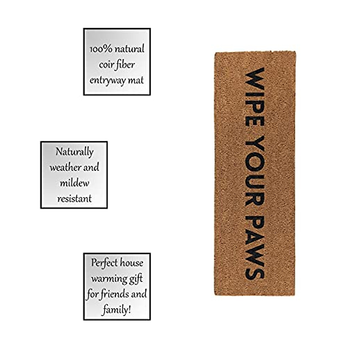 Santa Barbara Design Studio Pets Collection Coir Fiber Door Mat, 30 x 10-Inch, Wipe Your Paws