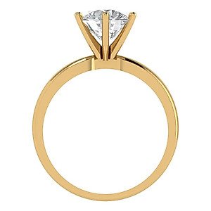 Clara Pucci 2.0 ct Round Cut Solitaire Genuine Moissanite Wedding Bridal Designer Anniversary Engagement Ring in 14k yellow Gold for Women