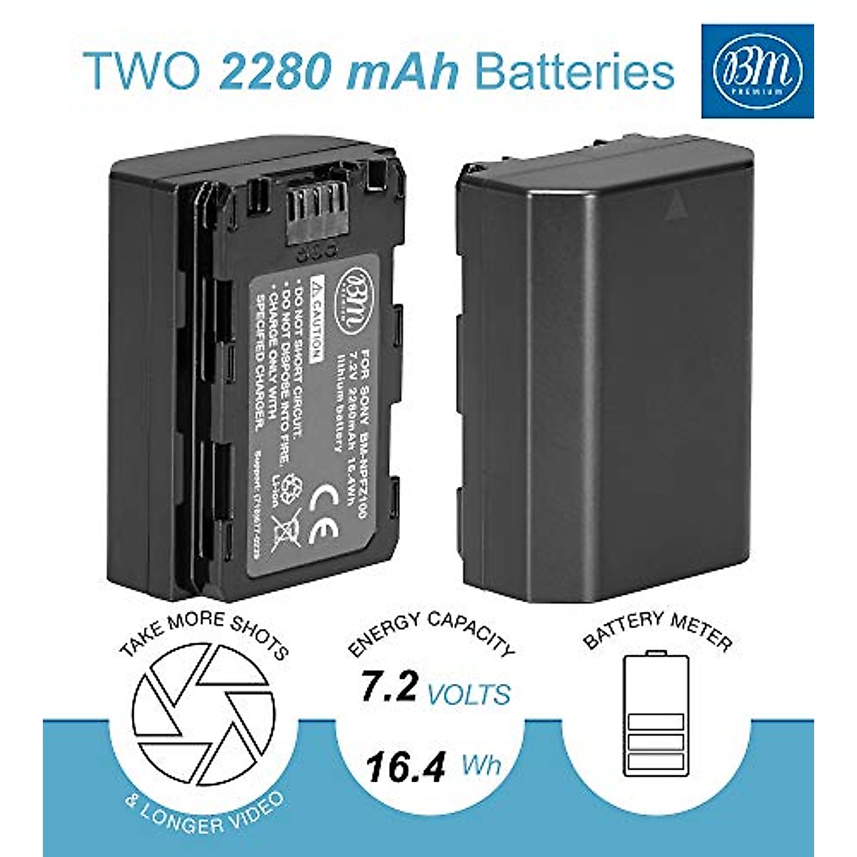 BM Premium 2 Pack of NP-FZ100 Batteries and Dual Bay Charger for Sony Alpha 1, FX3, a7C, a7S III, a6600, a7R IV, A7RIII, A7R3, a7 III, a7 IV, Sony Alpha A9, Alpha a9 II, Alpha 9R, A9R, Alpha 9S Camera