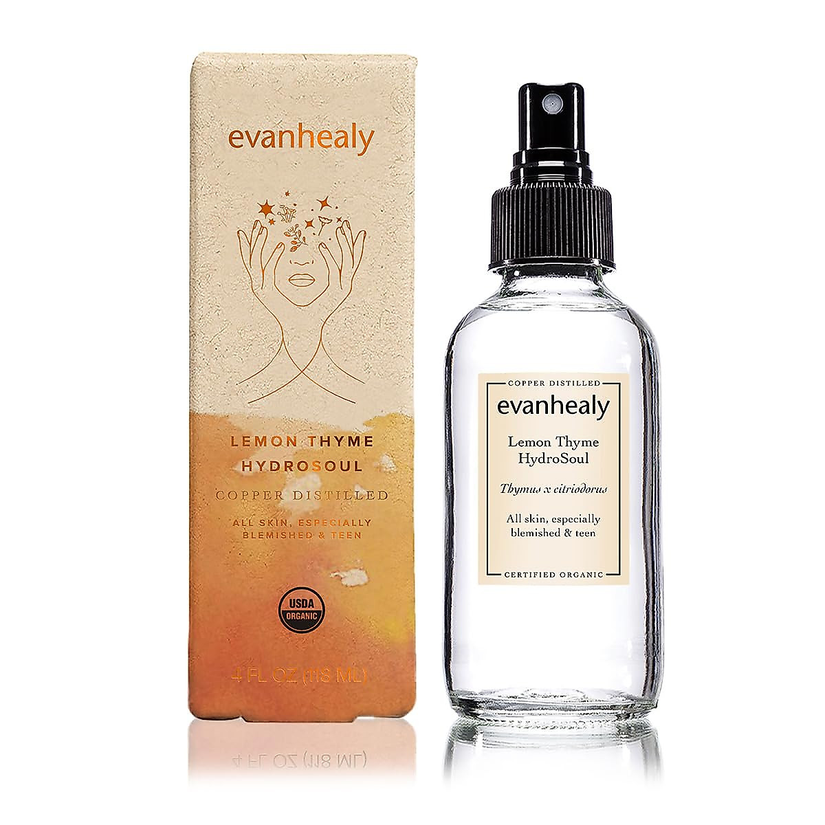evanhealy Lemon Thyme HydroSoul | Copper Distilled Hydrosol | Purifying Facial Tonic | Organic Plant Face Toner | Purify & Decongest Blemished, Congested, Teen Skin