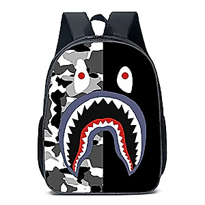 NEDOIAA Shark Backpack Lightweight Waterproof Bookbag Gifts 16 Inch Fashion Laptop Backpack, Black