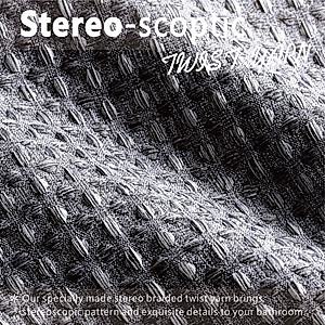 Popkozzi Grey Waffle Shower Curtain: Gray Textured Heavy Duty Fabric Shower Curtains for Bathroom - Water Repellent Washable Cloth Hotel Spa Luxury Neutral Decorative Bath Curtain - 72x72