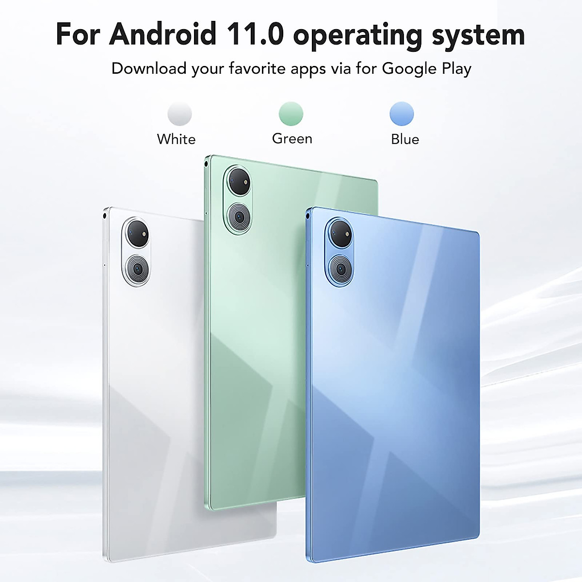 High Performance 10.1 Inch Tablet with Octa Core Processor, 8GB RAM, and 128GB ROM - 11.0, Dual Speakers, Dual Cameras (White)