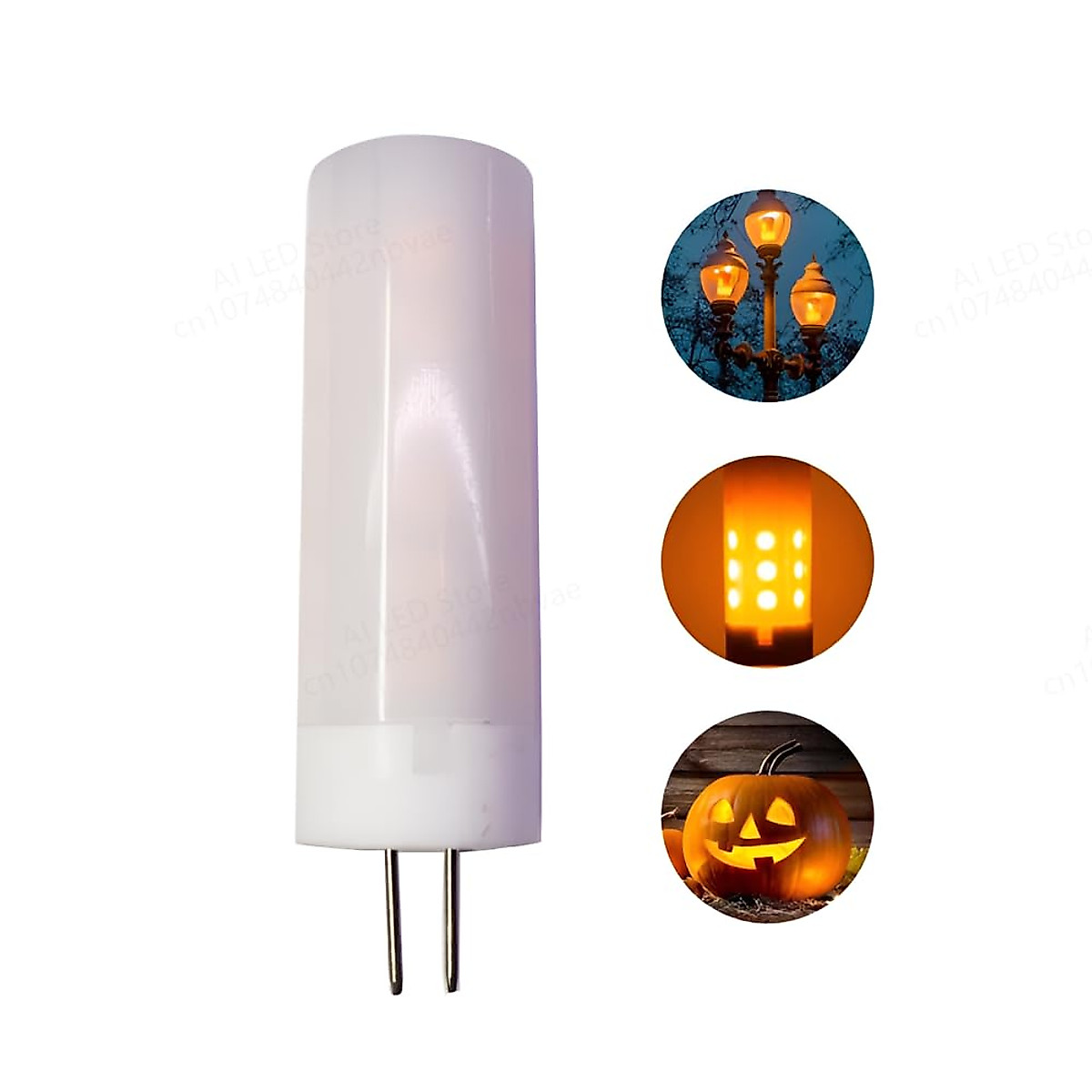 6-Pack G4 LED Flame Effect Light Bulb 3W DC 12V 220 Lumen ,Flame Light Bulbs , Fire Light Bulb,Flicker LED Flaming Bulb