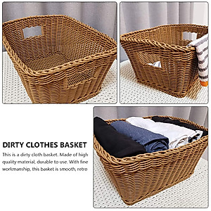 Cabilock Woven Storage Basket Large Storage Container with Handles Rustic Decorative Rattan Storage Basket for Laundry Bedroom Bathroom (Bottom 11.8x7.9x7.9 inch)