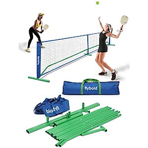 flybold Pickleball Nets | Portable Net Regulation Size Equipment Lightweight Sturdy Interlocking Metal Posts with Carrying Bag for Indoor Outdoor Pickle Ball Game Court | Full Court Size- 22ft