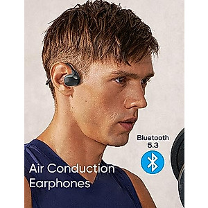 Premium Open Ear Air Conduction Headphones, Bluetooth 5.3 Wireless Earphones with Microphone, Stereo Sound Waterproof Sweatproof Sport Headsets for Running,Cycling,Workout,Hiking,Driving(Black)