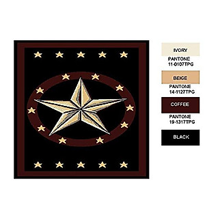 Furnish my Place 625 Star Black Texas Western Star Decor Cowboy Area Rug, Stain Resistant Mat, Latex Backed Rugs, Black (2'x8')