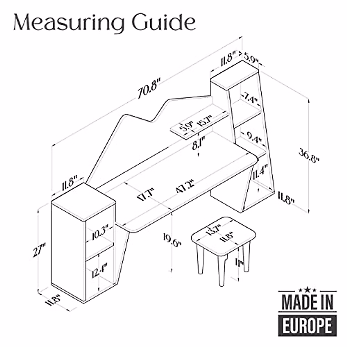LAWA FURNITURE Kid's Study Desk with Bookshelf + 2 Stools for Ages 3-8, Wooden Children Activity Table with Hutch and Shelves, Kids Bedroom Study Desk with Storage