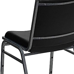 Flash Furniture HERCULES Series Heavy Duty Black Vinyl Stack Chair with Ganging Bracket