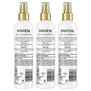 Pantene Conditioning Detangler Spray, Pro-V Repair & Protect, Nutrient Boost for Damaged Hair, Antioxidant Enriched, Leave-In Conditioner, Smooth & Shine, Sulfate-Free, 8.5 Fl Oz, 3 Pack