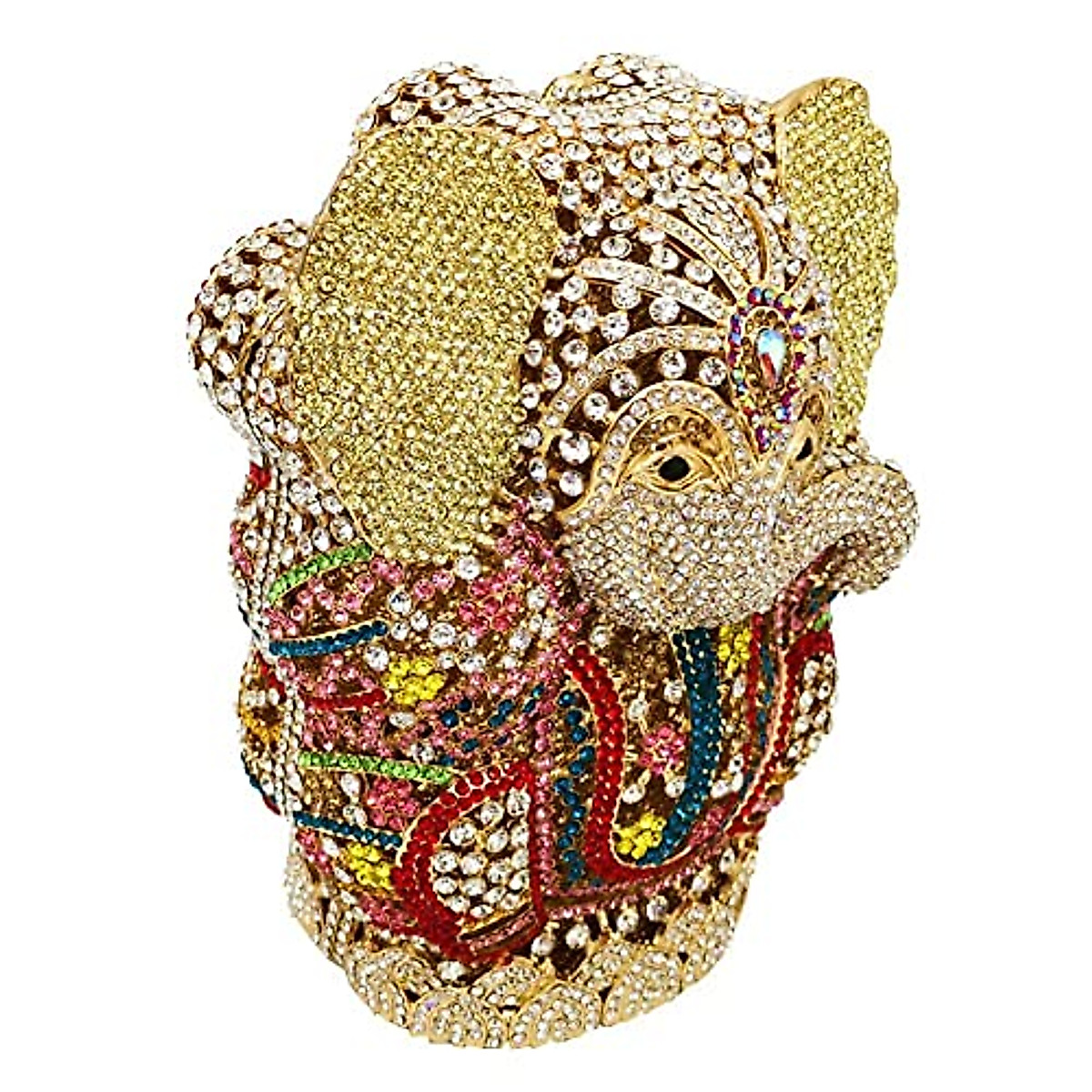 DEBIMY Animal Elephant Crystal Clutch Bag Sparkly Women Rhinestone Shoulder Bag Handbag Wedding Party Evening Clutch, Gold White