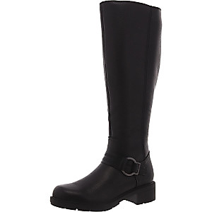 Clarks Women's Hearth Rae Wide Shaft Knee High Boot, Black Leather, 7