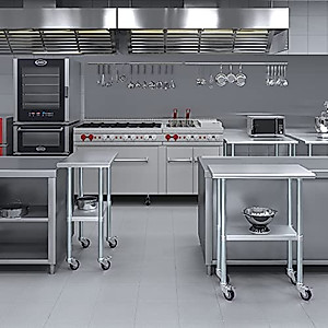 18" X 30" AmGood Stainless Steel Work Table with Wheels | Metal Mobile Table | Food Prep
