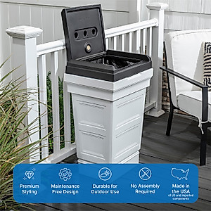 Step2 Atherton Large Garbage Container, Indoor/Outdoor Durable & Stylish Trash Can with Lid, Weather-Resistant, Classic White