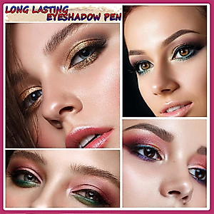 Rose Gold Eyeshadow Stick and Sponge Brush Cream Shimmer Smooth Eyeshadow Pencil eyeliner Hypoallergenic Natural Waterproof Long Lasting Eye Shadow Highlighter Stick Multi-Dimensional EyesLook