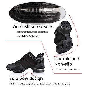 RUYBOZRY Women's Dance Sneakers Mesh Walking Shoes for Zumba Jazz Work Out Fitness Sports Modern Dance Shoes,729-Black-3.5,US 8.5