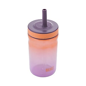BUILT 16 fl oz Single-Walled Tritan Straw Seal Bedford Tumbler, Straw Lid Spill-resistant Travel Cup Keep Drinks Cold for Home Travel, Purple Sunset
