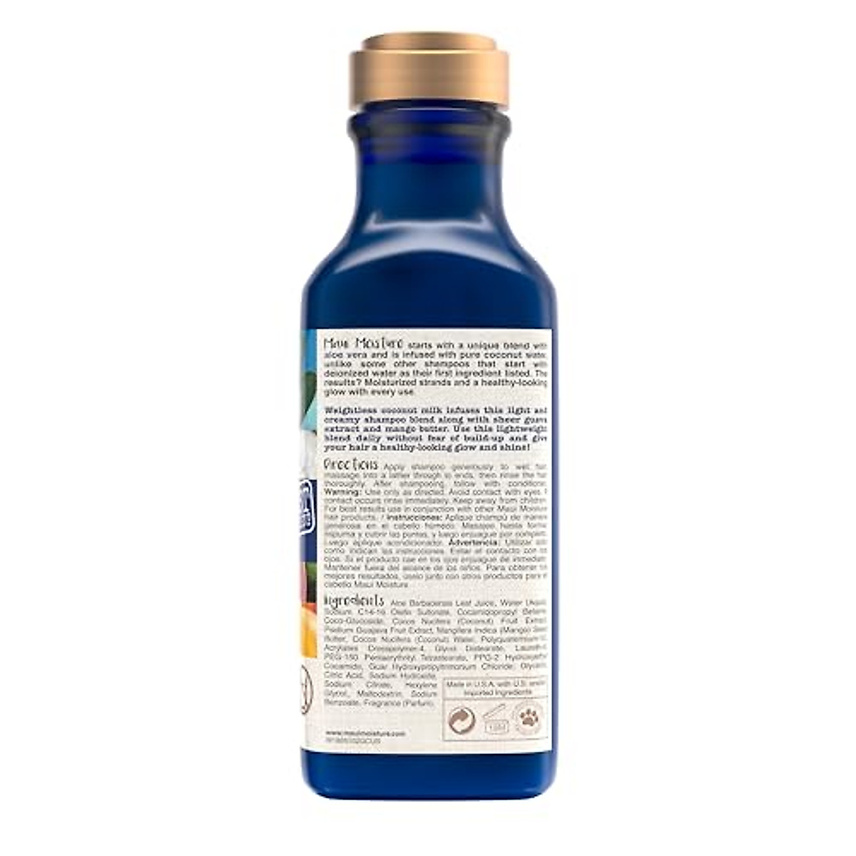 Maui Moisture Nourish & Moisture + Coconut Milk Shampoo to Hydrate and Detangle Curly Hair, Lightweight Daily Moisturizing Shampoo, Vegan, Silicone & Paraben-Free, 13 fl oz