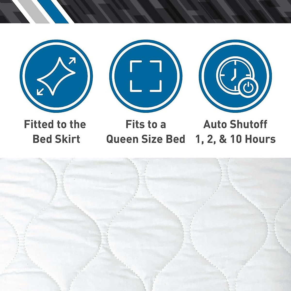 BodyMed Heated Mattress Pad with Skirt, Queen, 60 in. x 80 in. – Fitted Electric Mattress Topper with Temperature Control – Includes Two Controllers – Quilted, Washable, Mattress Protector for Heat