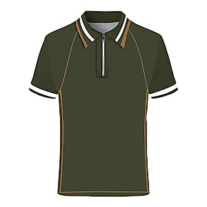 WENKOMG1 Men's Quarter Zip Polo Shirt Short Sleeve Patterned Blouse Golf Tee Shirt Regular Fit T-Shirt,White Beach Shirt Linen Shirts Beach Wear Pirate Shirt(Green,XX-Large)