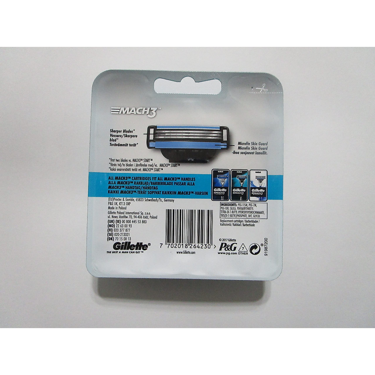 Gillette Mach3 Razor Blades for Men, Pack of 4 Refill Blades (2 Packs)