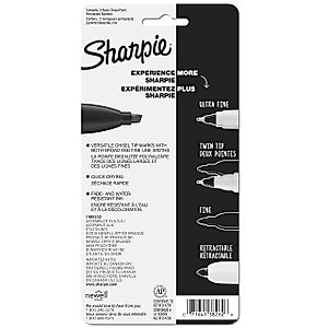 SHARPIE Permanent Markers, Chisel Tip, Black, 2 Count