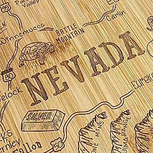 Totally Bamboo Destination Nevada State Shaped Serving and Cutting Board, Includes Hang Tie for Wall Display