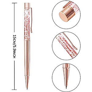 ZZTX 10 Pcs Rose Gold Ballpoint Pens Metal Pen Bling Dynamic Liquid Pieces Pen With Refills Black Ink Office Supplies Gift Pens For Christmas Wedding Birthday