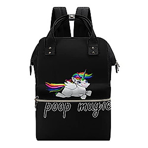 Unicorn I Poop Magic Diaper Bag Backpack Large Capacity Mommy Bags Multifunction Nappy Bag Travel Back Pack Black-Style