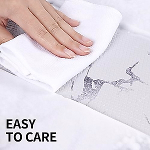 ASPMIZ Marble Kitchen Rugs Non Slip, Silver White Marble Kitchen Mats Cushioned Anti Fatigue, PVC Waterproof Leather Kitchen Rug Modern, Floor Comfort Mat for Kitchen Sink, 18'' x 30'' + 18'' x 48 ''