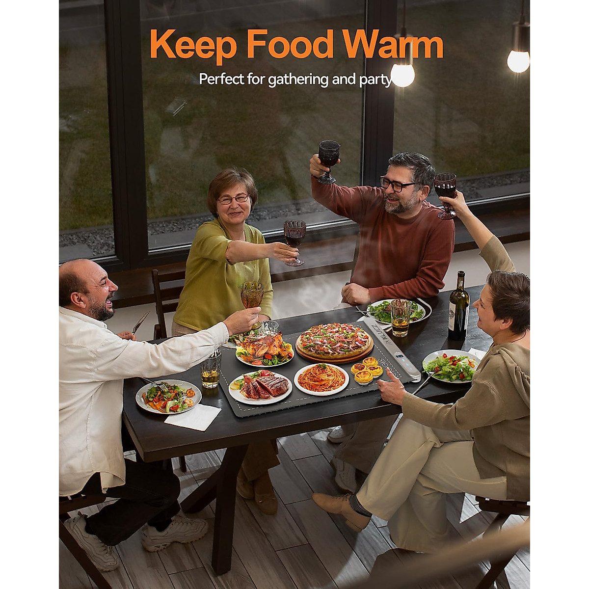 KLUCZ Electric Food Warming Mat Graphene Quickly Heating, 6 Adjustable Temperature and 6H Timer Function Warming Trays for Buffets Parties, Foldable Silicone Food Warmer Mat, Great Gift Choice