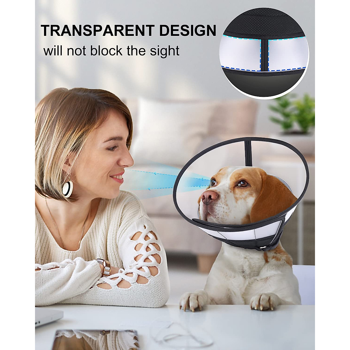 Dog Cone for Dogs After Surgery, Soft Dog Recovery Cone, Breathable Dog Cones for Large and Medium Small Dogs,Adjustable Dog Recovery Collar for Pets,Wound Healing Safety E-Collar (Medium Dog)